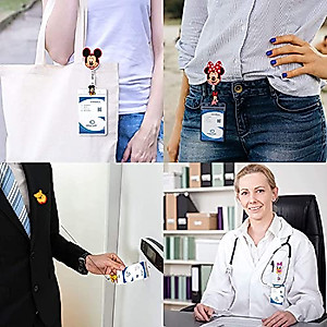 5pcs Cartoon Cute Retractable Badge Holders.Retractable Badge Reel, Badge Reel Holder for Teacher and Nurses, Clip-on Name Badge Holder for Office