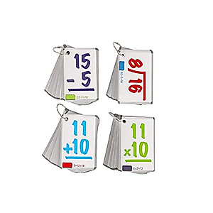 Regal Games - Four-Pack Variety Math Flash Cards - Addition, Subtraction, Multiplication, Division Practice - Classroom, Homework, Study Supplement - Includes 2 Binder Rings - 208 Cards