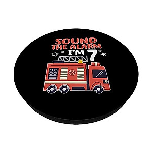 Fire Truck 7th Birthday Firefighter Fireman 7 Year Old PopSockets Swappable PopGrip