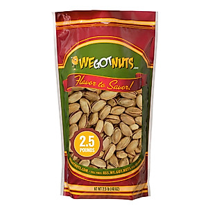 Turkish Antep Pistachios - 2.5 lbs (40oz) Premium Quality Kosher Roasted Pistachios By We Got Nuts - Natural & Healthy Rich Flavor Snack - Whole & Salted – Air-Tight Resealable Bag Package…
