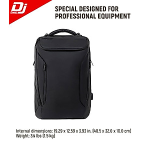 Professional Bag & Backpack for DJ gear + USB Charging Port. Pioneer DJM, DDJ. Denon. A&H. Hercules. Numark. Stanton. Trakror Controller. Work or travel DJ BAG - (19.68 x 13.00 x 6.30 in, Urban Black)