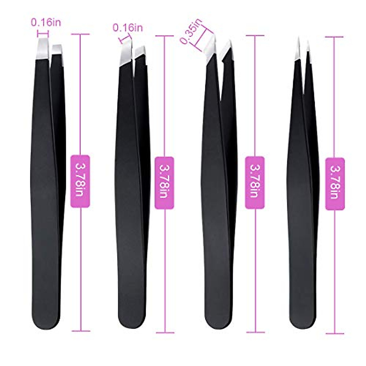 Eyebrow Tweezer Set, Stainless Steel Tweezers for Eyebrows - Best Precision for Facial Hair, Ingrown Hair, Splinter, Blackhead and Tick Remover