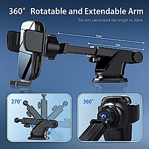 Wireless Car Charger Mount, SONRU 15W Fast Charging Auto-Clamping Car Phone Holder, Windshield Dashboard Air Vent Car Charging Holder for iPhone Samsung Google LG etc