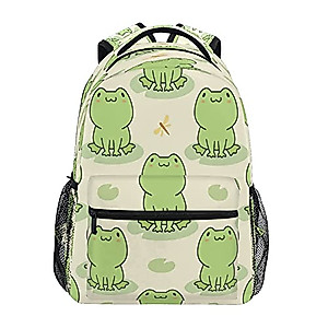 Kcldeci Cute Frog Pattern Kids Backpack for Boys Girls Elementary Schoolbag Kindergarten Bookbags Preschool School Bag Toddler Book Bags Travel Bag