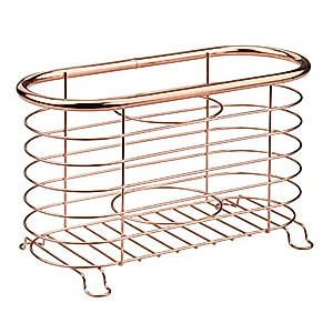 mDesign Metal Wire Hair Care & Styling Tool Organizer Holder Basket - Bathroom Vanity Countertop Storage Container for Hair Dryer, Flat Irons, Curling Wands, Hair Straighteners - Rose Gold