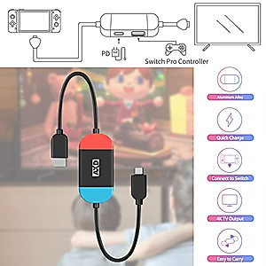Mini Switch Dock for Nintendo,Portable TV Docking Station Replacement for Nintendo Switch Dock with HD and USB Port,Suitable for Travel Party-Neon Blue/Red