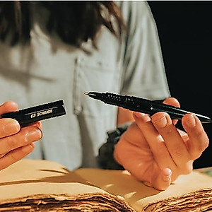 Schrade SCPENBK 5.7in Black Aluminum Refillable Screw-Off Tactical Pen for Outdoor Survival, Protection and EDC