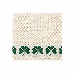 SAOL Irish Shamrock Aran Throw Blanket -100% Merino Wool - Honeycomb Pattern - Natural / 40'' x 60''/100 cm x150 cm