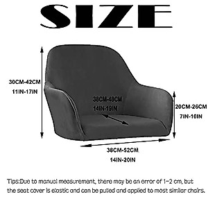 QINU KEONU Only 1 Black Velvet Swivel Armrest Curved Back Home Office Desk Chair Covers Stretch Wingback Dining Chair Cover Protector for Vanity Living Room (Black, 1)