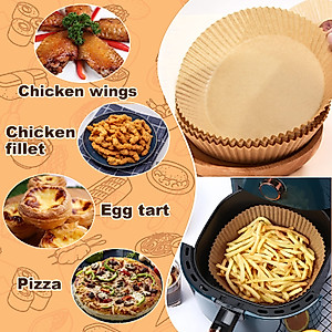 Air Fryer Paper Liners 7.9 Inch, 100 Pcs Non-Stick Parchment paper liner, Round Air Fryer Disposable Paper Liners for 5-8QT Air fryer, Oil-proof, Water-proof, Parchment Baking Paper