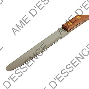 AME D’ESSENCE Set of 12 Stainless Steel Steak Knives - 4 1/2 Inch Serrated Edge, Round Tip, Wooden Handle - Ideal for Kitchen, Butter Cutlery, and Restaurants