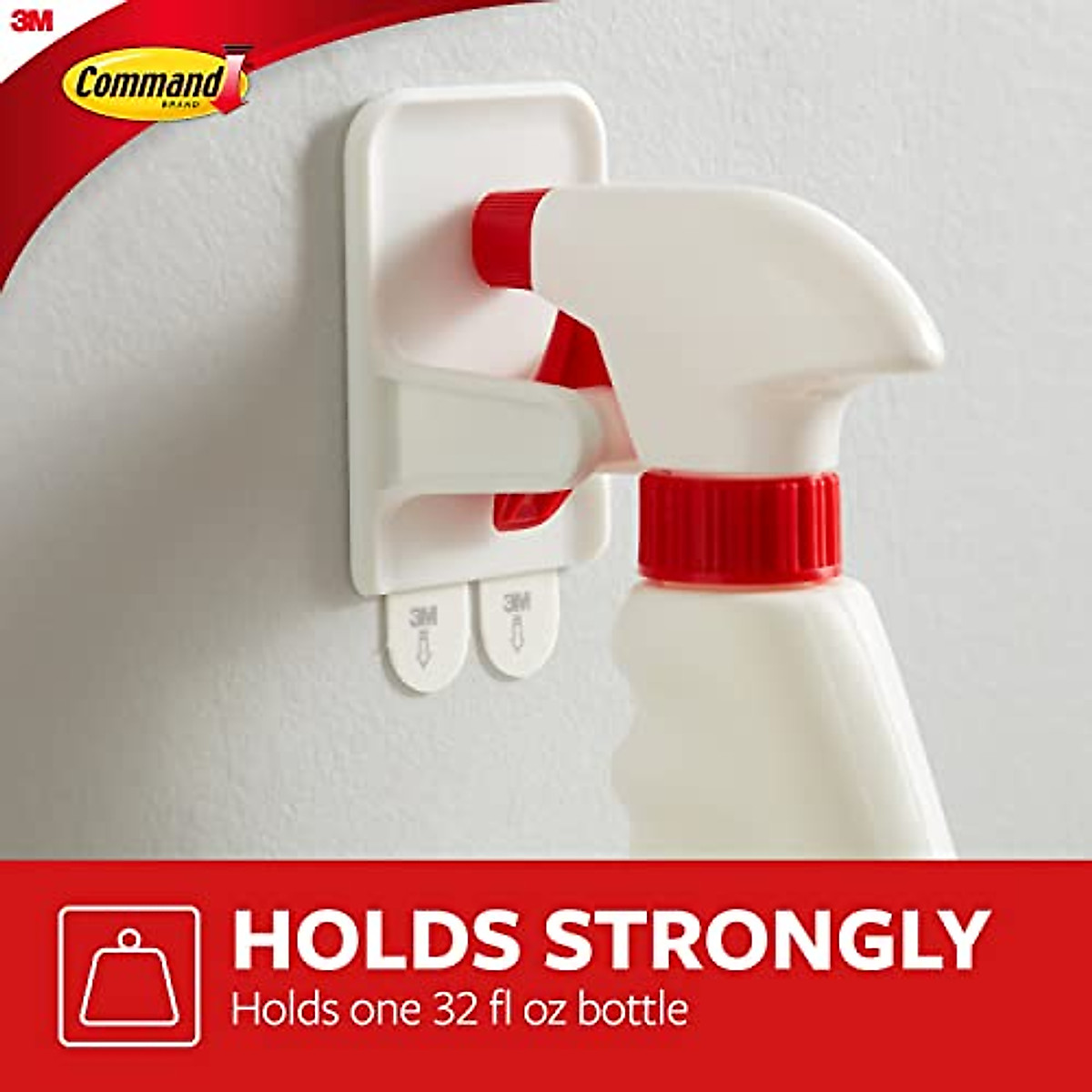 Command Spray Bottle Hanger, Total 2 Holders with 4 Command Strips, 2 Pack of 1 Hanger, Organize Damage-Free