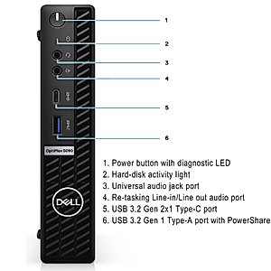 Dell OptiPlex 5090 Micro MFF Business Desktop Computer, Intel Hexa-Core i5-10500T up to 3.8GHz, 16GB DDR4 RAM, 1TB PCIe SSD, WiFi 6, Wireless Antenna, Bluetooth, Keyboard and Mouse, Windows 10 Pro