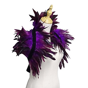 ZAKIA Gothic Natural Feather Cape Shawl Shrug Shoulder Wrap Collar Halloween Party Scarf