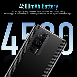 ANGGREK K60 Phone 6.53 Inch 6GB RAM 128GB ROM Face ID FHD Processor Octa Core Smart Phone for Android12 100‑240V Black (US Plug)