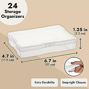 Bright Creations 24 Photo Storage Boxes for 4x6 Pictures - Photo Organizer Containers with 40 Blank Labels - Clear, 64 Total Pieces - Picture Storage Containers