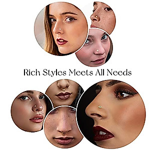 JOERICA 18 Pcs 20G Nose Rings Studs 316L Stainless Steel Nose Rings Hoop for Women Cute Evil Eye Heart Butterfly Opal CZ Nose Piercing Jewelry L Shaped Nose Ring Stud Set
