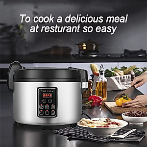 YOLLNIA Commercial Large Rice Cooker & food warmer | 13.8QT/65 Cups cooked rice | 1350W Multi-function electric sushi rice cooker | LED Display | Timer Setting | Smart preset from 30 min-24 Hrs