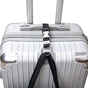 JAKAGO Heavy Duty Add a Bag Luggage Strap Adjustable Coat Holder Gripper Carry-on Baggage Suitcase Belt with Ring Hook Travel Attachment Handbag Clip(Black)
