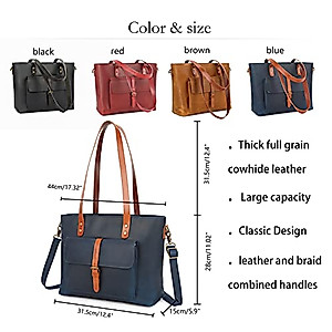 Top Handle Crossbody Purse Genuine Leather Shoulder Bag Work Totes for Women Purse Handbag with Back Zipper Pocket Large F031 (FB031)…