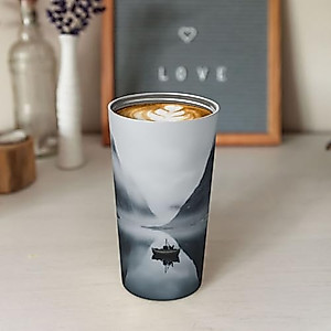 WANGXUEE Mountain Lake Boats Print 500ml Stainless Steel Travel Tumbler Double Wall Vacuum Insulated Coffee Mug