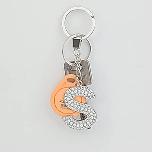 ESSPOC A-Z Initial Letter Keychain car keychain for women Rhinestone Crystal Silver Alphabet Pendant (S-SILVER)