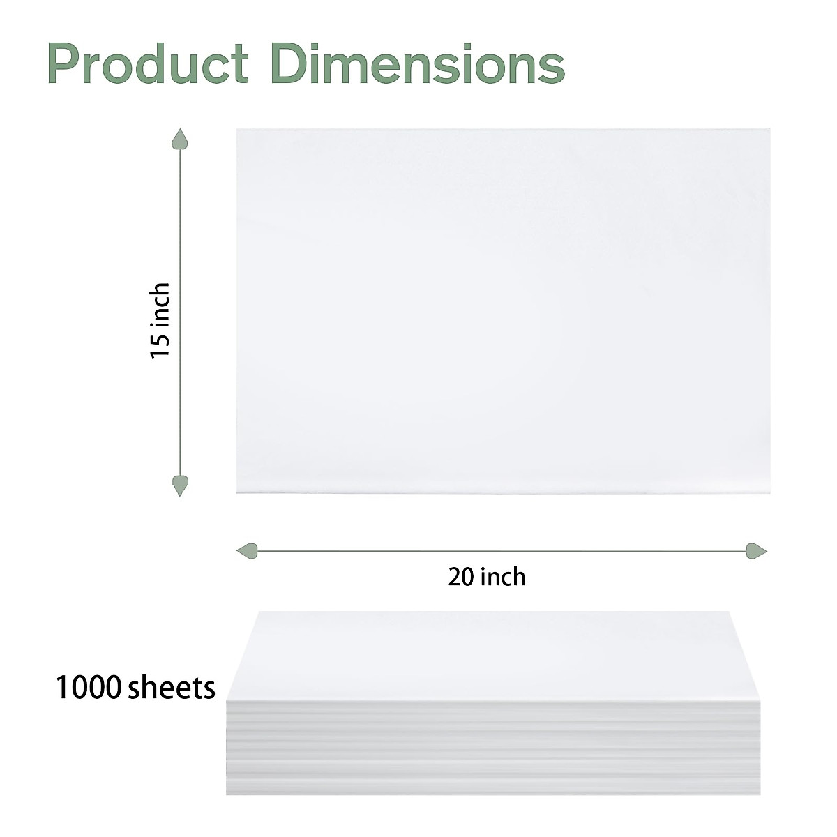 Simetufy 1000 Sheets White Tissue Paper Bulk, 15" x 20" Packing Paper Sheets for Moving, Gift Wrapping Tissue Paper for Packaging Mother's Day Weddings Birthday Holidays Crafts Decor