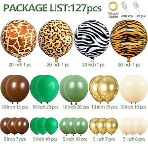 Safari Balloon Arch Garland Jungle Theme Wild One Animal Printed Foil Baby Shower Birthday Party Decoration Tiger leopard Zebra Pattern Helium