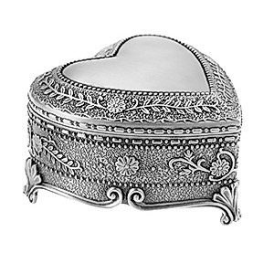 MioCloth Classic Vintage Antique Tin Heart Jewelry Box Treasure Storage Organizer Chest