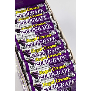 Regal Crown Sour Grape Candy Rolls | Traditional Sour Grapes Candy | Tart and Tangy Old Fashioned Sour Grape Hard Candy Brought To You By Iconic Candy | 24 Count