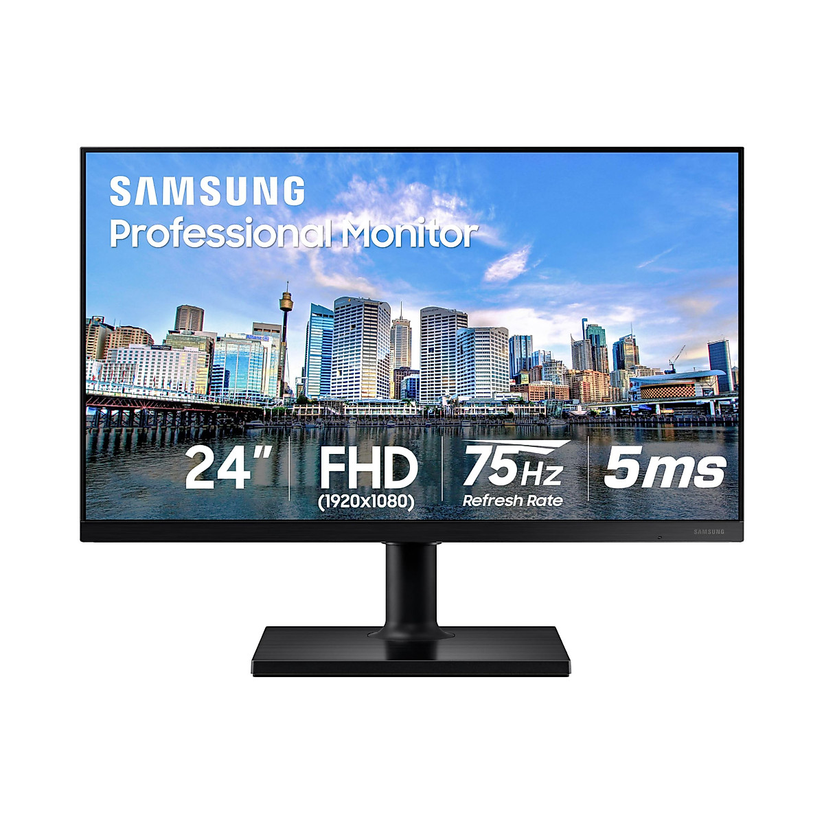 SAMSUNG FT45 Series 24-Inch FHD 1080p Computer Monitor, 75Hz, IPS Panel, HDMI, DisplayPort, USB Hub, Height Adjustable Stand, 3 Yr WRNTY (LF24T454FQNXGO),Black