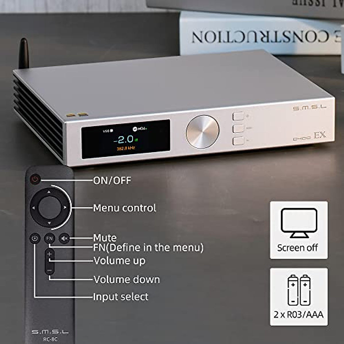 S.M.S.L D400EX HiFi Fever Dac Pure Decoder,AK4499EX (x2)+AK4191(x1) Chip,MQA Full Decoding,USB/Optical/Coaxial/Bluetooth,5xOPA1612A+4xLME49720 (with Remote Control)