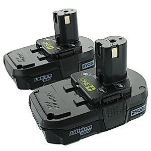 RYOBI P102 18V One+ Compact Lithium Ion Battery, 2 Pack