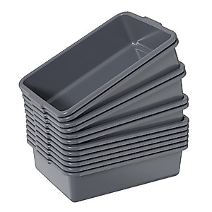 Morcte 12-Pack 13 L Commercial Bus Box, Plastic Bus Tub/Wash Basin, Gray