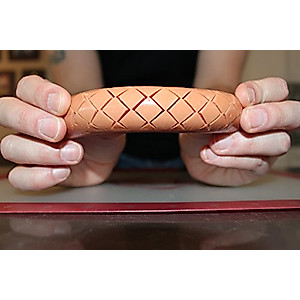 SLOTDOG - Hot Dog Slicing Tool - Stainless Steel Cutter Blades for Kitchen, Grilling, Tailgating, Camping and Backyard Outdoor BBQ - 10 inch - Red