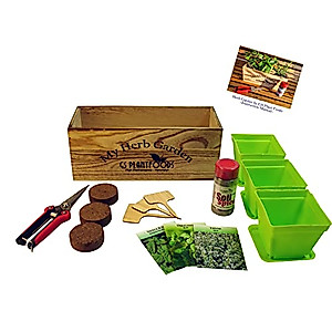 Herb Window Garden Gift Set- Complete windowsill herb Garden Growing kit Including Seeds, pots, Quality herb Clippers, Soil pods All in a Beautiful Planter Box. Hands on Gift Set.