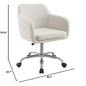 Linon Home Decor Products Linon Brooklyn Sherpa Office Chair, Ivory