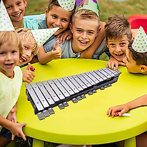 Sierjian 32 Keys Glockenspiel,Foldable Aluminum Xylophone for Adults, Percussion Instruments Kit for Children,Professional Educational Percussion Musical Instrument with 4 Mallets and Carrying Bag