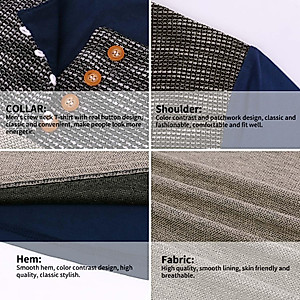 LOGEEYAR Mens Premium Fitted Short-Sleeve Contrast Color Stitching T-Shirt (M, Navy Blue)