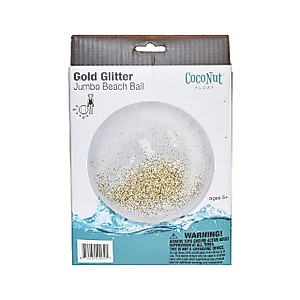 Coconut Outdoor Jumbo Glitter Beach Ball - Large 27 Inch Inflatable Beach Ball - Great for Summer Parties & Swim Events