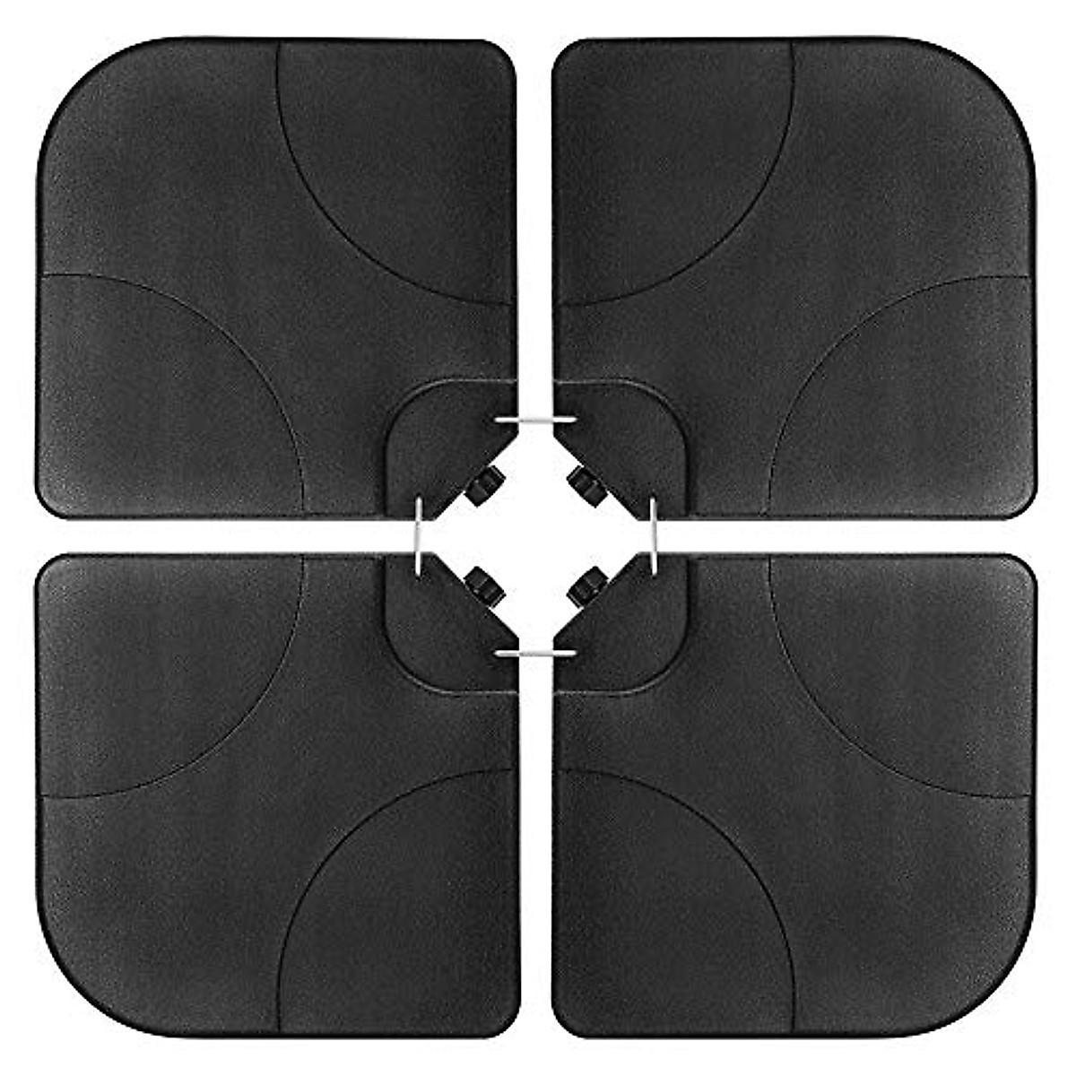 SUPER DEAL 4-Piece Heavy Duty Cantilever Offset Patio Umbrella Base, Water/Sand Filled Square Umbrella Stand 4 with Easy-to-Fill Spouts for Garden, Backyard and Poolside Black