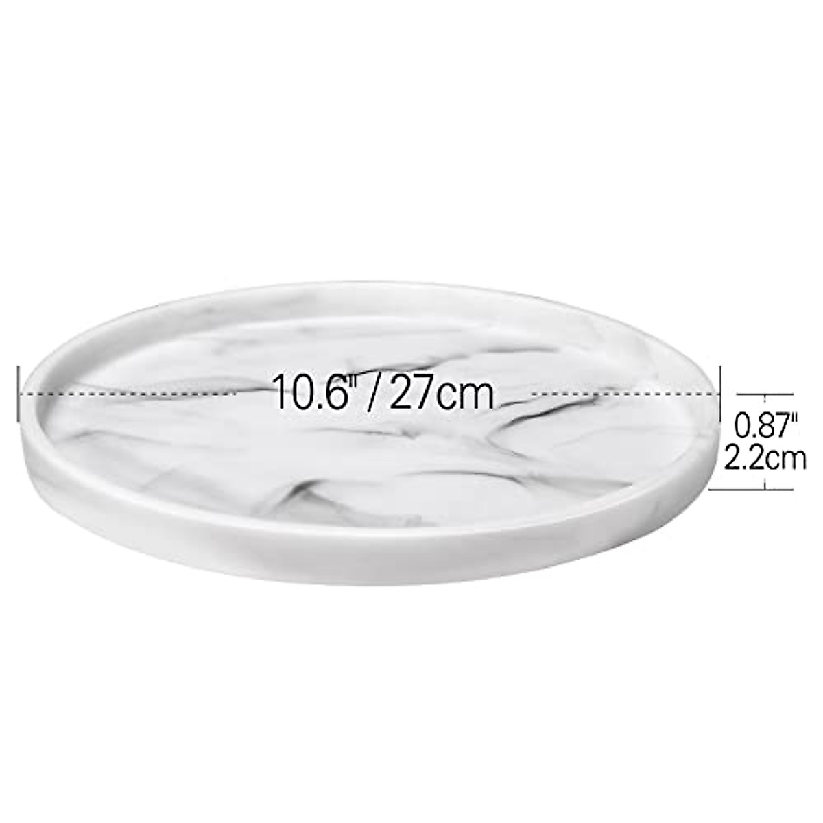 Shinowa Vanity Tray, Resin Bathroom Decorative Tray Catchall Organizer Jewelry Dish Tray for Bathroom Bedroom Counter-top Vanity Organization Vanity Table Jewelry Organizer, White Marble