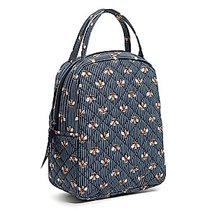 Vera Bradley Women's Cotton Lunch Bunch Lunch Bag, Bees Navy - Recycled Cotton, One Size