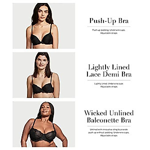 Victoria's Secret Dream Angels Push Up Bra, Padded, Plunge Neckline, Bras for Women, Black (34DD)