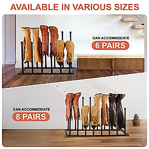 Housen Solutions Boot Rack, Free Standing Metal Shoe Racks Organizer for Tall Boots, 6 Pairs Black Shoes Boot Holder for Knee-High, Hiking, Rain Boot, Working Boot in Closet, Entryway, Garage