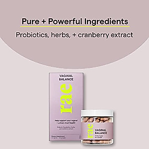 Rae Wellness Vaginal Balance Capsules - Natural Vaginal Health and Urinary Tract Supplement with Cranberry, Probiotics, Garlic and More - Vegan, Non-GMO, Gluten-Free - 60 Caps (Pack of 1)
