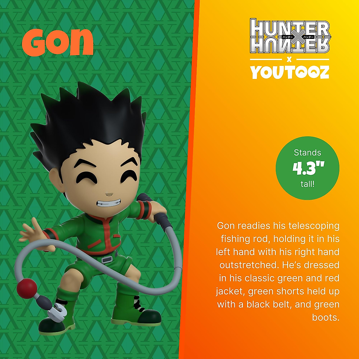 YouTooz Hunter x Hunter Gon Figure, 4.3" Inch Gon Freecss Anime Figure Hunter x Hunter Action Figure Hunter x Hunter Collection