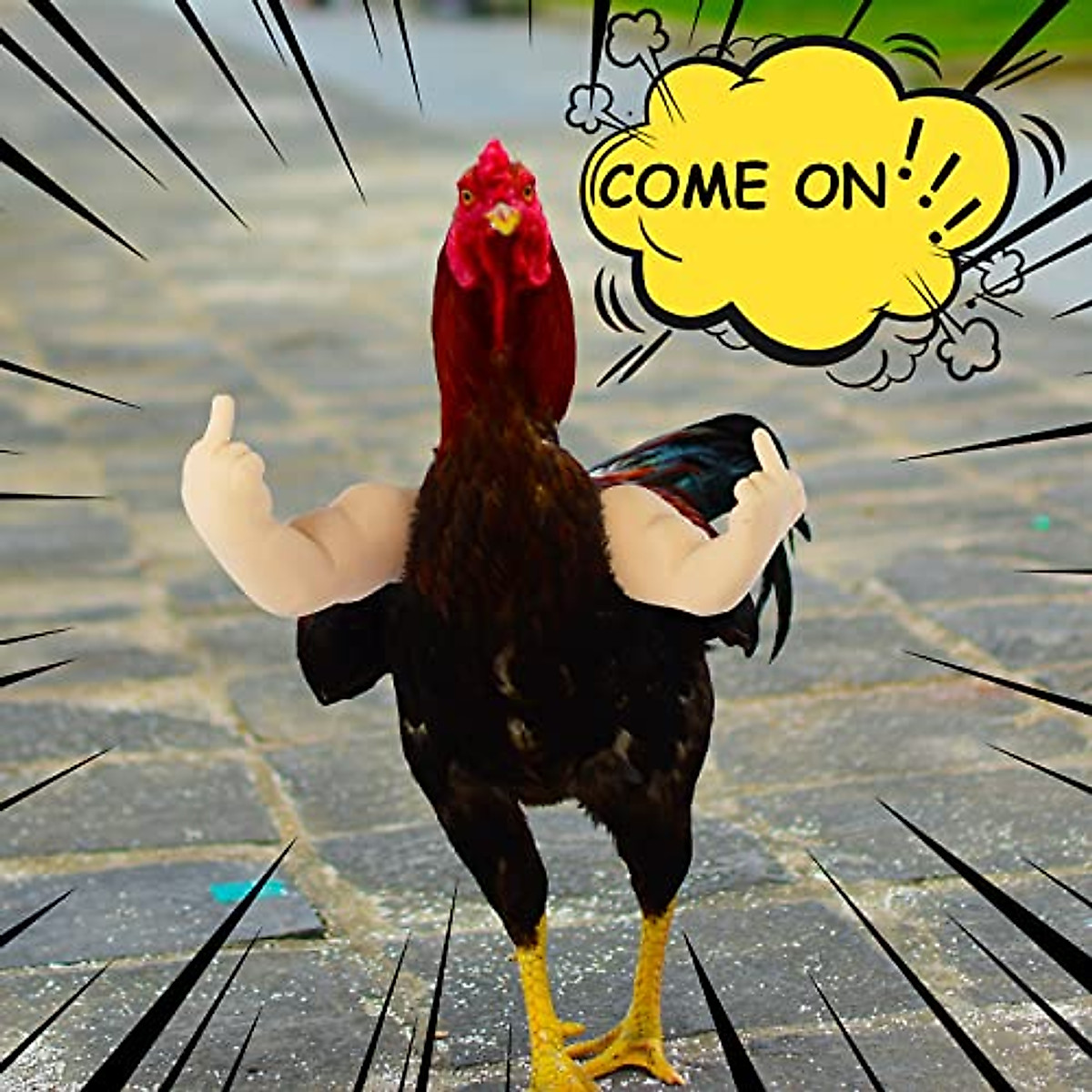 FUAMEY Muscle Chicken Arms Toys for Chickens to Wear, Funny Costume Fist Fighting Arms Toy for Pet Prank Themed Party, Artificial Arms Costume Cosplay for Chickens Rooster Hens