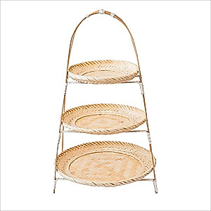 LiLaCraft 3 Tier Fruit Basket for Kitchen Counter, Bamboo Basket Fruit Holder For Kitchen Countertop, 3 Tier Fruit Basket For Counter, Rustic Tiered Serving Stands for Parties, Picnics, Kitchen