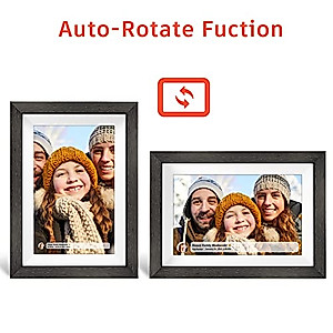 Frameo 10.1 inch Digital Picture Frame WiFi 32GB Smart Digital Photo Frame Wood IPS HD 1280 * 800 1080P Touch Screen Auto-Rotate Easy Setup to use Free Share Photos and Videos app Anywhere from MQQC